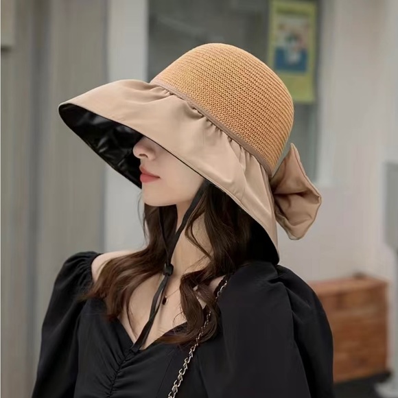 GY ECommerce | Accessories | Sun Hat Big Bow Knot Os Straw Crown Wired ...